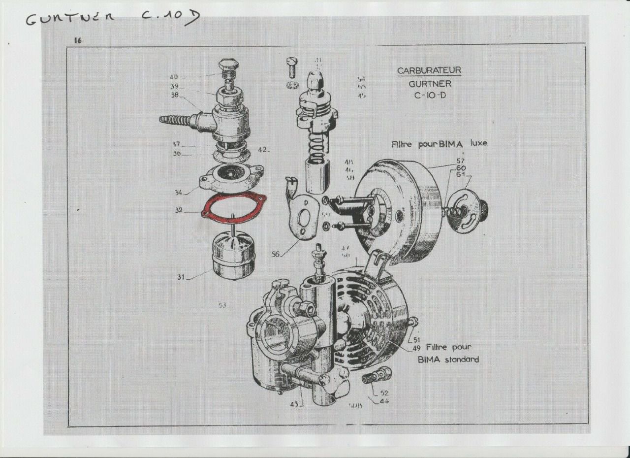 Lot 2 joints carburateur Gurtner type C 10 D - JPM 83